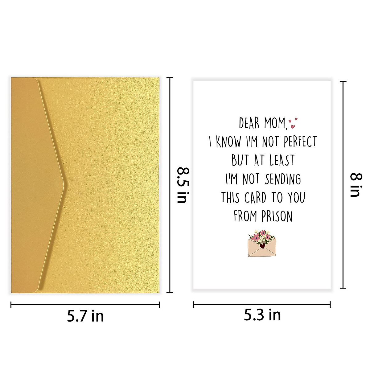 Funny Mothers Day Card from Daughter Son, Humorous Birthday Card Gift for Mom, At Least Not From Prison