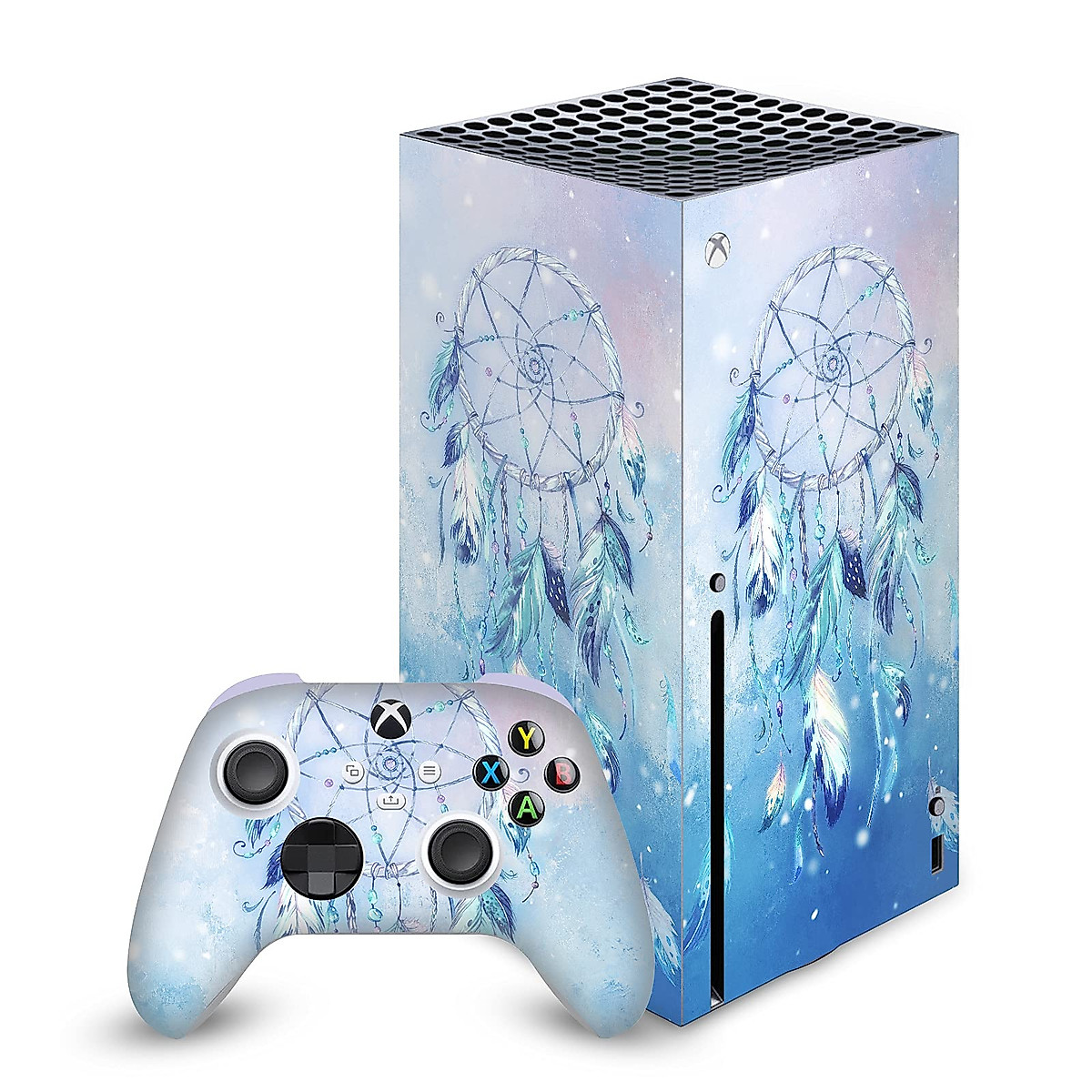 Head Case Designs Officially Licensed Simone Gatterwe Blue Dreamcatcher Art Mix Vinyl Sticker Gaming Skin Decal Cover Compatible With Xbox Series X Console and Controller Bundle