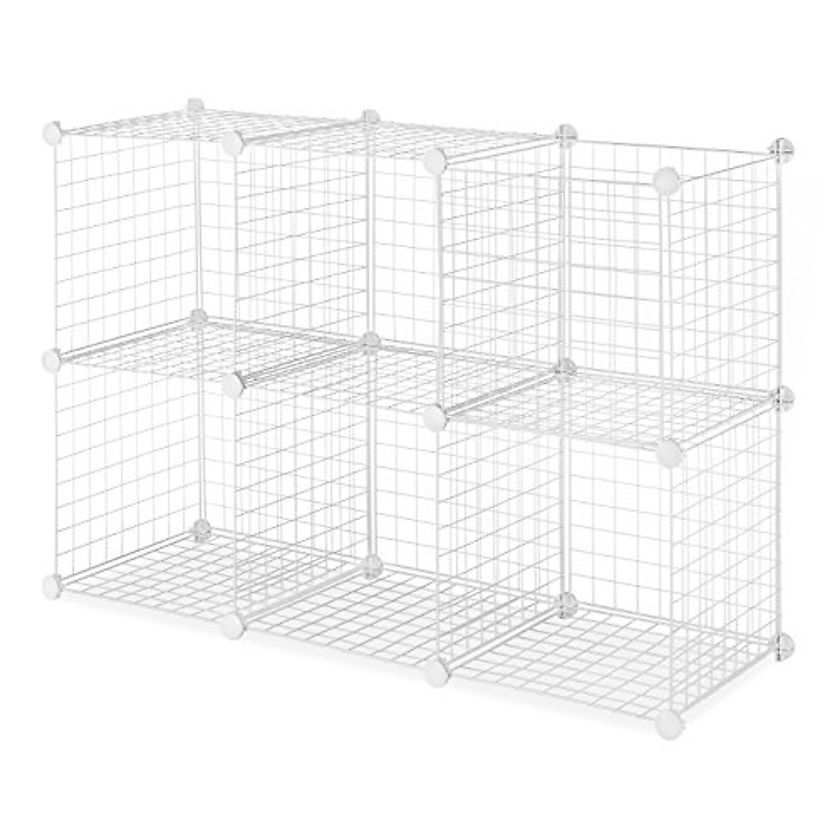 Whitmor Storage Cubes - Stackable Interlocking Wire Shelves - White (Set of 6)