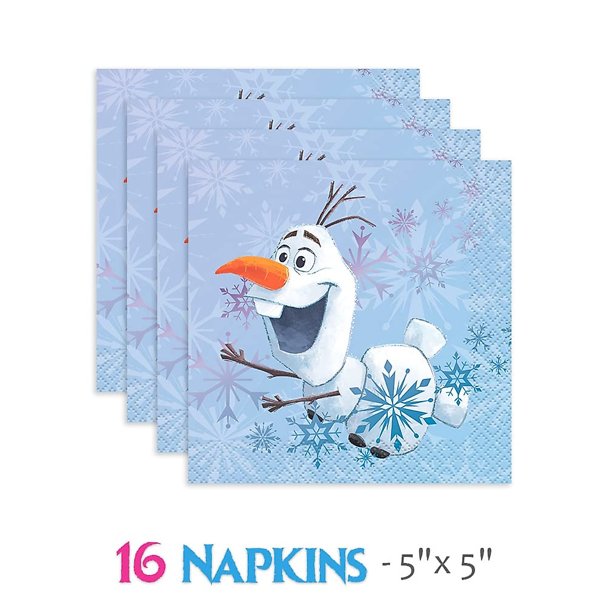 Disney Licensed Frozen Birthday Party Supplies for 16 People. Large Plates, Napkins, Elsa & Anna Centerpieces, Banner, Swirls, Table Cover. Quality Disposable Decorations for Frozen Movie Party