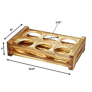 Mloxy Whiskey Glass Server Universal | Drink Carrier Six Glass Holder| Rustic Wood Bar Serving Tray | Server Tray for Home & Bars | 13.5x8x3” Bar Tray | Whiskey Serving Tray | Drink Caddy