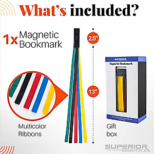 Superior Essentials Genuine Leather Multi Page Magnetic Attachable Bookmark with 5 Multi-Colored Bookmarks-Great for Bibles-Magnetic Hold Makes This The only Bookmark That Will Never Fall Out