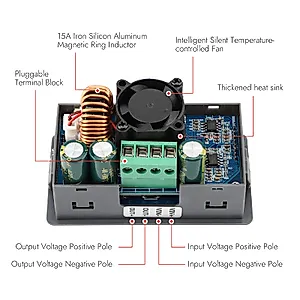 DROK DC Buck Converter, Stepdown Voltage Regulator 6-55V to 0-50V 8A 400W 6V 12V 24V 36V 48V Constant Voltage and Constant Current Buck Module, DC Regulated Power Supply