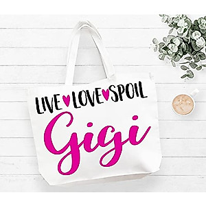COCOVICI Live Love Spoil Gigi Canvas Tote Bag Grandma Gift Idea Book Bag