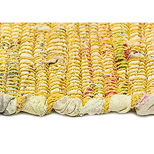 SISOSU Cotton Area Rug - Carpets Suitable for Living Room, Bedroom, Dining Room, Home Décor - Handcrafted Traditional Rugs - Non-Skid - Chindi Cotton Rag - 4’ x 6’ - Yellow