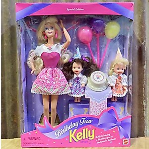 Barbie Birthday Fun KELLY Giftset Special Edition w Barbie, Kelly & Chelsea Dolls & Accessories (1996)