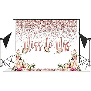 Lofaris Rose Gold Miss to Mrs Bridal Shower Photography Backdrop Pink Floral Glitters Confetti Wedding Bride to Be Engagement Photography Background Party Banner Photo Booth Prop 7x5ft