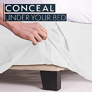 Rineni Split Corner Bed Skirt 16 Inch Drop Queen Size Egyptian Cotton Wrinkle and Fade Resistant Long Staple Premium 600 Thread Count White Solid