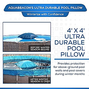 Aquabeacon Pool Pillow 4' X 4' Ultra Thick & Super Durable Premium Above Ground Pool Winter .4mm Thick and Cold-Resistant. Rope Included