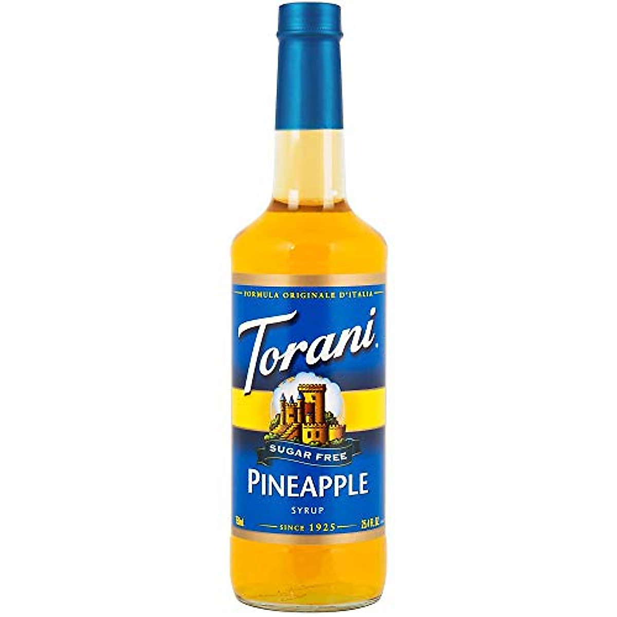 Torani Sugar Free Pineapple Syrup, 750 mL Glass Bottle