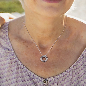 Annamate 60th Birthday Gifts for Women 925 Sterling Silver 6 Circles Necklace For Her Six Decade Jewelry 60 Years Old Birthday Gift