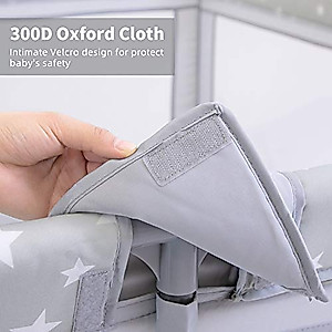 ANGELBLISS Baby Playpen, Large Baby Playard, Play Pens for Babies and Toddlers with Gate, Indoor & Outdoor Play Area for Infants, Kids Safety Play Yard with Star Print (Grey, 63"×47")