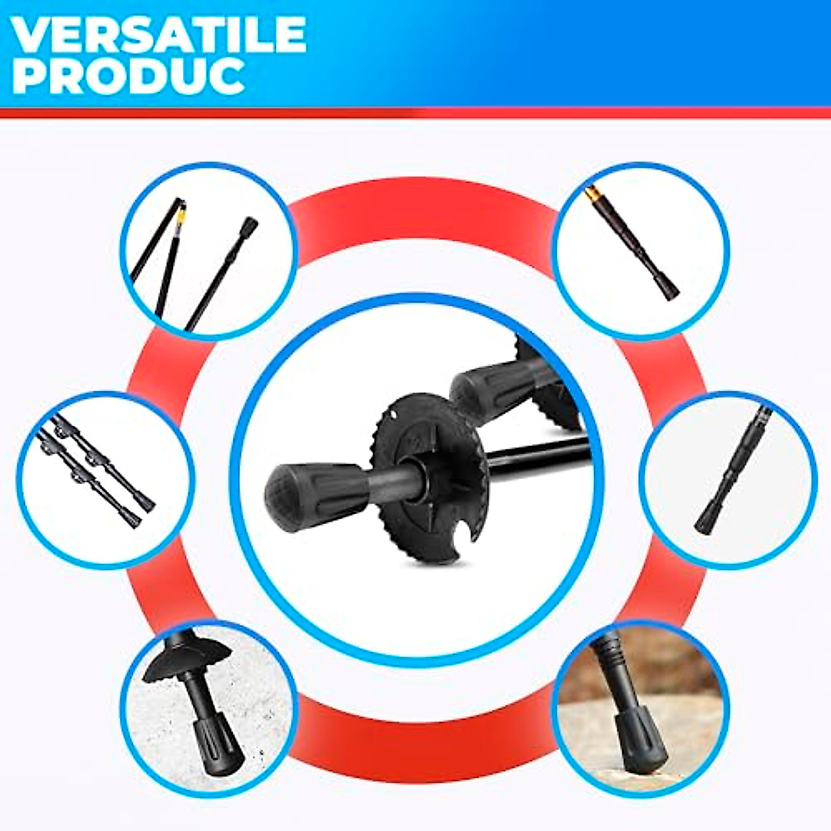 6Pcs Hiking Walking Stick Tips - Rubber Tips for Hiking Poles Hiking Accessories Collapsible Walking Stick Tips Rubber Tips for Canes - Hiking Pole Tips Rubber Tips for Walkers