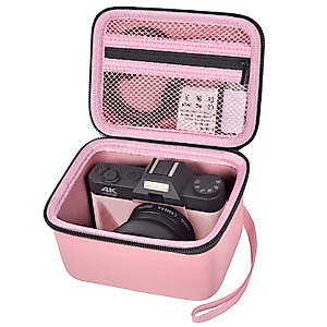 Vlogging Camera Case Compatible with brewene/for Femivo/for KVUTCIEIN/for Duluvulu 4K 48MP Digital Cameras for Youtube. Vlog Camera Carrying Storage for Lens, Cable and Other Accessories (Pink)