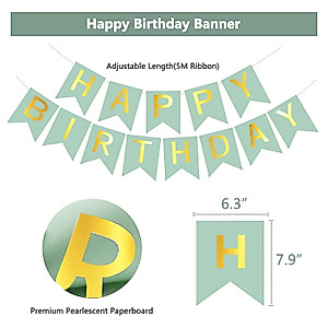 Sage Green Party Decorations, Gold and Olive Green Balloons Birthday Decor for Women Happy Birthday Party Balloons for Men Women Boys Girls Baby Shower Birthday Supplie for 16th 18th 21st 30th 40th