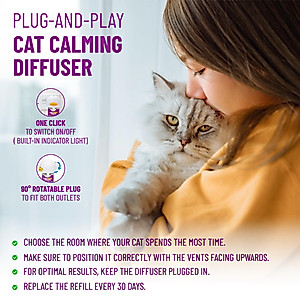 ETEVIVO Cat Pheromones Calming Diffuser Cat Anxiety Relief Pheromones for Cats Promotes Well-Being & Comfort Cat Calming Diffuser with 2 Refills 60 Days Long Lasting Serenity