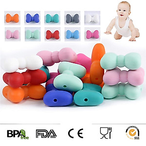 10pcs Silicone Bow Tie Bead Silicone Animal Butterfly Beads for DIY Beading Mom Necklace Pendant Accessories (10pcs)