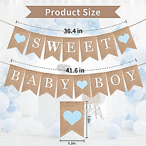 Sweet Baby Boy Banner Sign - Pre-Strung Welcome Baby Banner Baby Shower Banner - Baby Boy Banner Sign for Backdrop - Baby Shower Banner Sign Decorations for Baby Shower