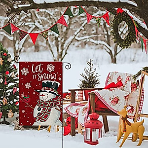 LARMOY Christmas Winter Garden Flag Snowman with Let It Snow Cardinal and Snowflake,12×18 Vertical Double Sided,Small Holiday Decor for Yard Rustic Farmhouse Outdoor