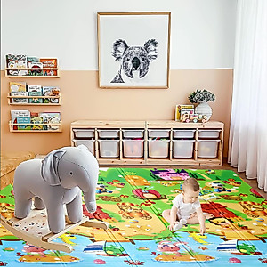 Baby Play Mat Playmat Baby Mat Baby Folding Mat Extra Large Play Mat XPE Foam Crawl Mat Reversible Waterproof Portable Double Sides Kids Toddler Outdoor Indoor Use Non Toxic Colorful 79" x 60"