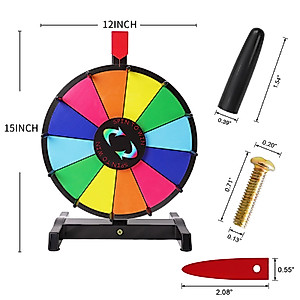 Hooomyai 12" Tabletop Spinning Prize Wheel 12 Slots Heavy Duty Editable Spinning Wheel with Dry Erase Markers & Eraser for Fortune Spin Game Tradeshow Carnival