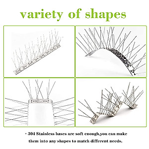 ZHENT Anti Bird Spikes for Pigeons and Small Birds,Full 304 Stainless Steel Bird Arrow Kit,21.6Ft Bird Deterrent Spikes Repellent Fence Spikes(20 Pack Uninstalled)