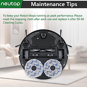 neutop Replacement Mopping Pads Microfiber Mop Cloths Compatible with Ecovacs Deebot X1 Turbo/Omni, T10 Turbo/Omni, T20, X2, Robot Vacuums Parts Accessories, 4-Pack.