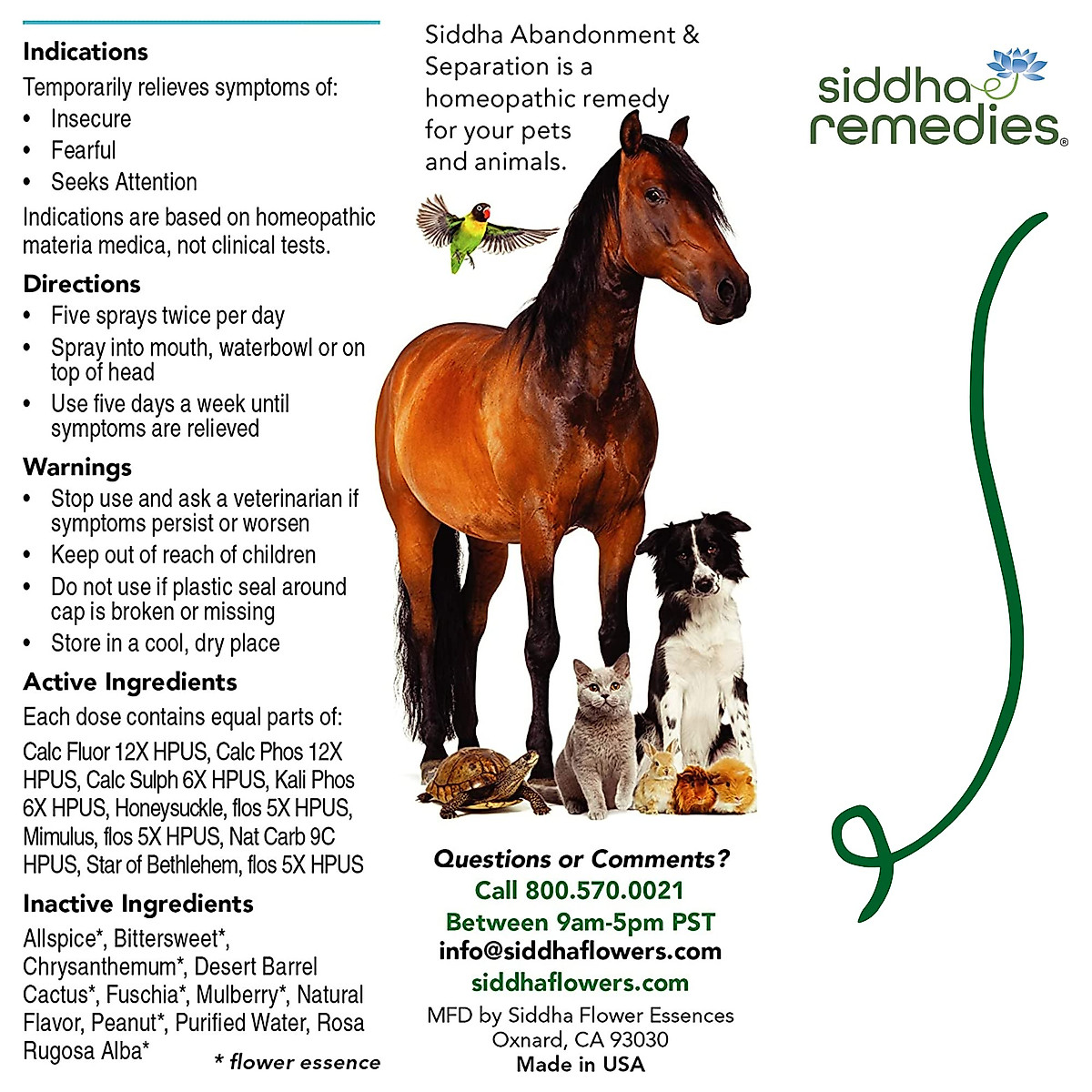 Siddha Remedies Abandonment & Separation for Pets | Natural Homeopathic Remedy for Dogs, Cats, and Animals | Naturally Helps Animals with Fears and Obsessive Behaviors | Supports Healthy Independence