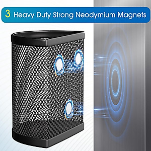 MaxGear Magnetic Pen Holder, 2 Pack Locker Organizer Mesh Pencil Holder for Desk Marker Holder - Extra Strong Magnets Perfect for Locker, Refrigerator, Dry Erase Board, Whiteboard