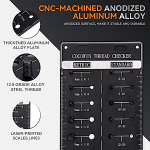 34 Nut and Bolt Thread Checker, Bolt Size and Thread Gauge Standard and Metric with 19 Standard & 15 Metric Bolt Identifying from #6 to 3/4" & 4mm to 16mm