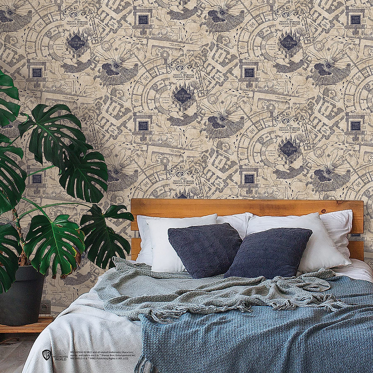 RoomMates RMK12436RL Blue Harry Potter Marauder's Map Peel and Stick Wallpaper