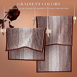 Bathroom Rugs and Mats Sets, 2 Piece Thick Absorbent Chenille Bath Mat Rug Set Non Slip, Soft Shaggy Bath Room Floor Mats for Bathroom, Machine Washable (Burgundy Red, 20" x 47" Plus 16" x 24")