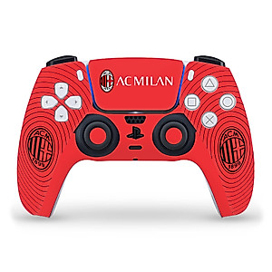 Head Case Designs Officially Licensed AC Milan Red And Black Art Vinyl Faceplate Sticker Gaming Skin Decal Cover Compatible With Sony PlayStation 5 PS5 DualSense Controller