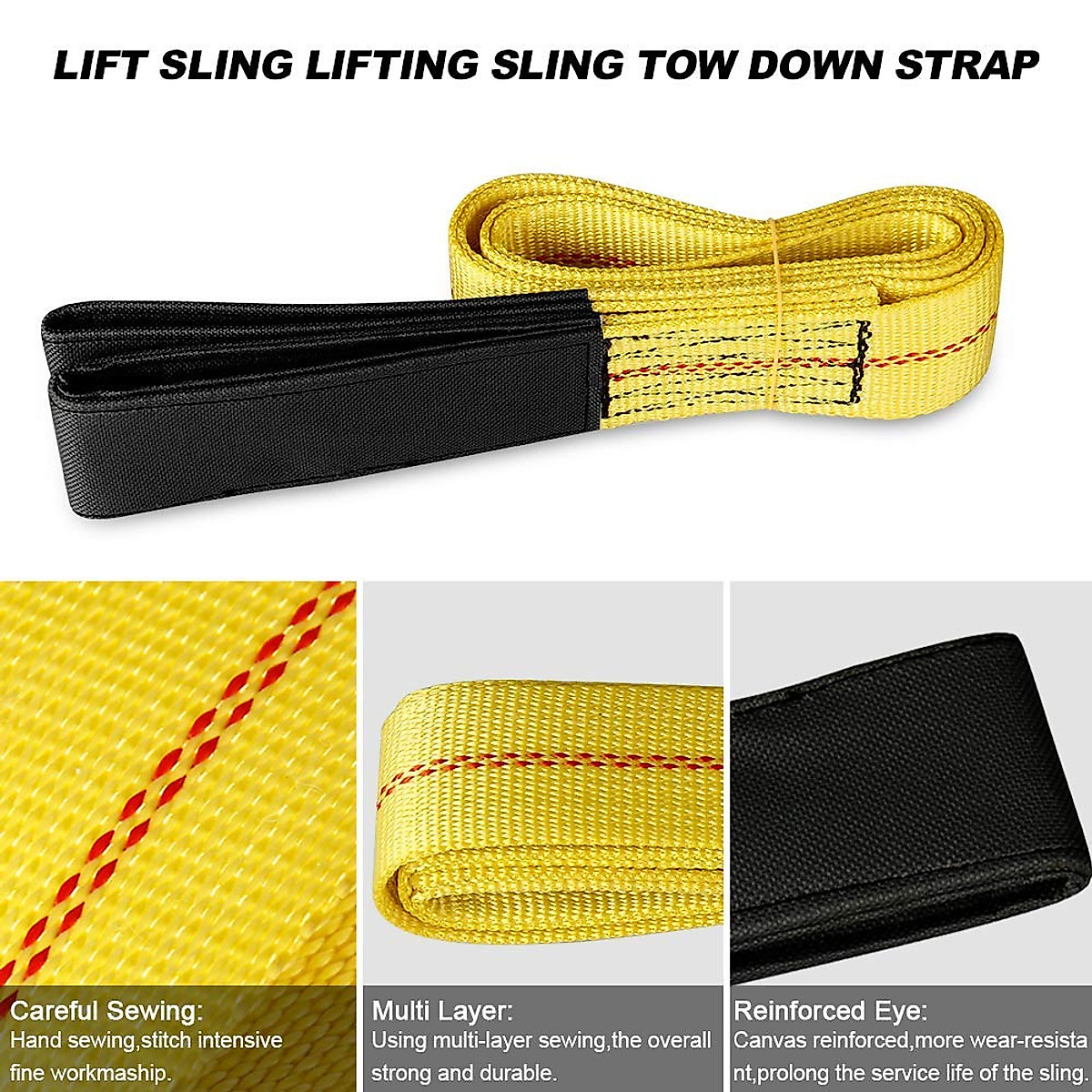 big-autoparts 2pcs 2 inch by 6 feet Lifting Strap 3000 lbs Load Capacity and 9000 lbs Breaking Strength Eye-Eye Web Sling
