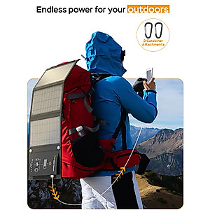 MARBERO Solar Panel 21W Foldable Solar Panel for Portable Power Station Solar Generator, iPhone, Ipad, Laptop, QC3.0 USB Ports & DC Output(3 Interchangeable Adapters) for Outdoor Camping Van RV Trip