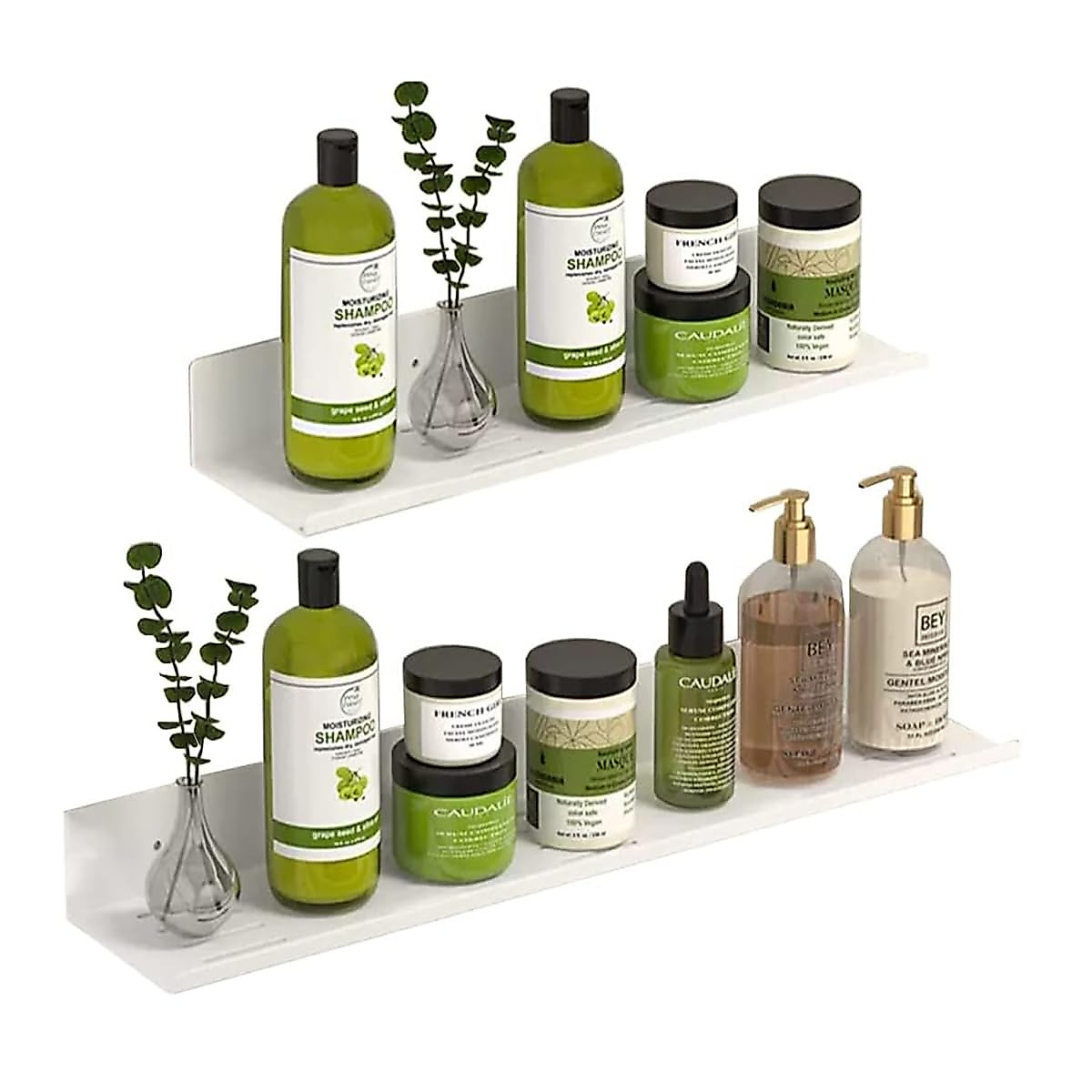 Celbon 11.81'' White Shower Caddy No Drilling Shower Shelf Traceless Adhesive Bathroom Storage Organizer Rustproof Stainless Steel Shower Rack For Kitchen And Bathroom(2 Pack) (11.81''(2PC), White)