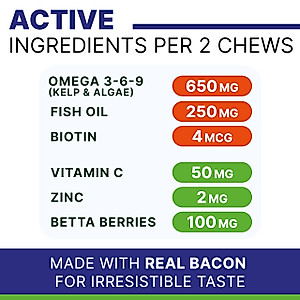 PAWSENTIAL Omega Fish Oil for Dogs - for Dry Itchy Skin - Allergy Relief for Dogs Itching - Omega Skin&Coat Supplement Chews - Itch Relief, Shedding, Hot Spots - Anti Itch Vitamins Skin Health -120 Ct