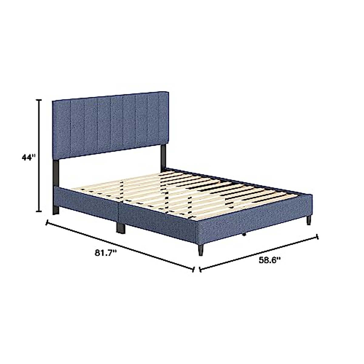 Boyd Sleep Leah Upholstered Platform Bed Frame with Headboard, Mattress Foundation NOT Required: Linen, Blue, Full