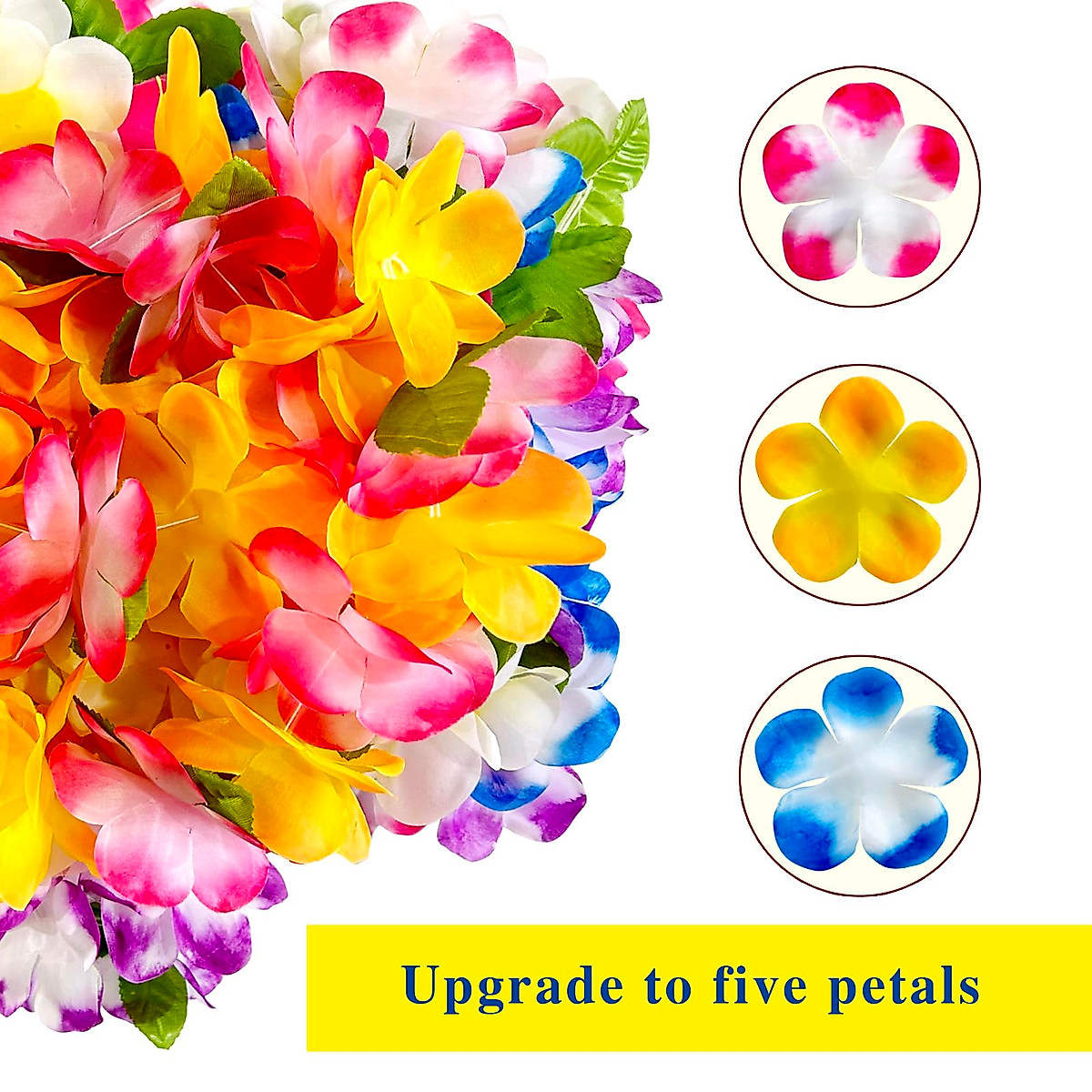 FreshDear 15 Counts Hawaiian Leis Flower, Leis Necklace Hawaiian For Adults luau Party Supplies, Summer Beach Vacation,Theme Party Decorations, Birthday, Graduation,Wedding.
