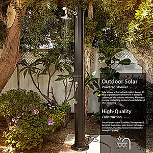 XtremepowerUS 75029-V Outdoor Shower Head Solar Heated Poolside Beach Pool Spa, Black (10 Gallons Capacity)