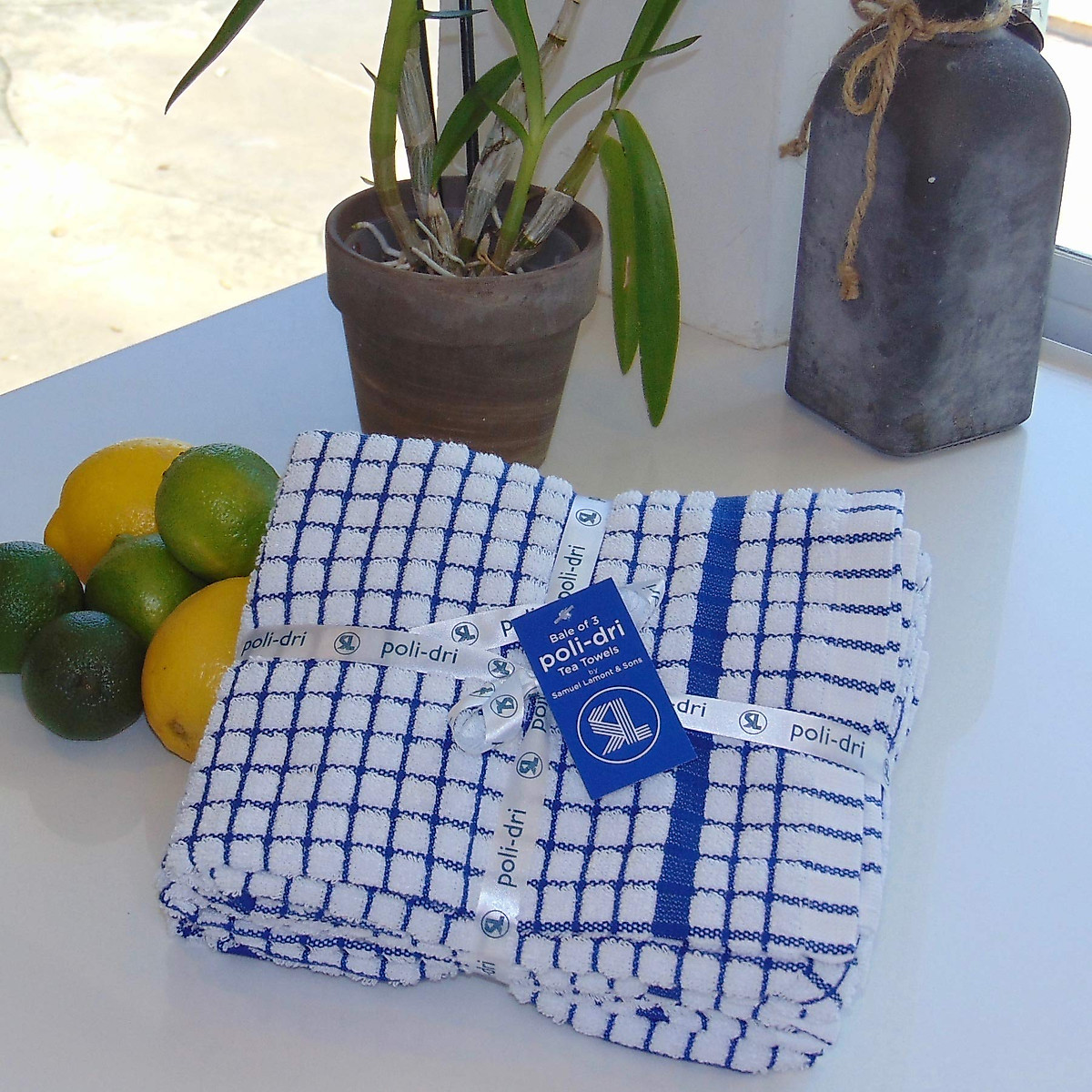 poli-dri Kitchen Tea Towels by Samuel Lamont and Sons (Blue, 3 Pack)