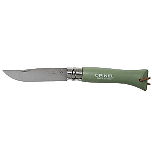 Opinel N°06 Pocket Folding Knife - Stainless Steel - Safety Ring (Green Sage)