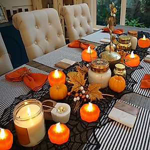 Pumpkin Tea Lights Fall Decorations, 12 Pack LED Orange Pumpkin Lights Flameless Candles Battery Operated, Halloween Thanksgiving Flickering Tealight Candle for Home Table Indoor Party Decor