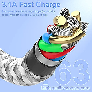 [Apple MFi Certified] 6Pack 3/3/6/6/6/10 FT iPhone Charger Long Lightning Cable Fast Charging Cord High Speed Data Sync Compatible iPhone 14/13/12/11 Pro Max/XS MAX/XR/XS/X/8/7/Plus iPad(Silver&White)