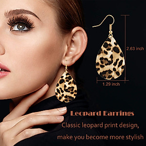 Hicarer 4 Pieces Women Leopard Jewelry Set Leopard Earring French Beret Hat Leopard Leather Bracelet Earring Necklace (Brown)