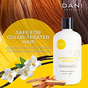 DANI Natural Nourishing Conditioner Naturals - Organic Ingredients Hydrate & Strengthen Hair - Sulfate, Phthalate & Paraben Free - Vegan & Cruelty Free - 12 Ounces (Sandalwood Vanilla)