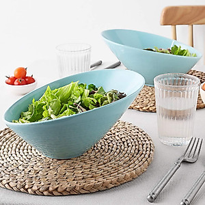 DOWAN Salad Bowls, 2 Packs Serving Bowls Porcelain, 26 Ounce Pasta Bowls, Dishwasher & Microwave Safe, Unique Angled Ceramic Bowls for Salad, Pasta, Soup, Rice, Ideal for Home and Restaurant