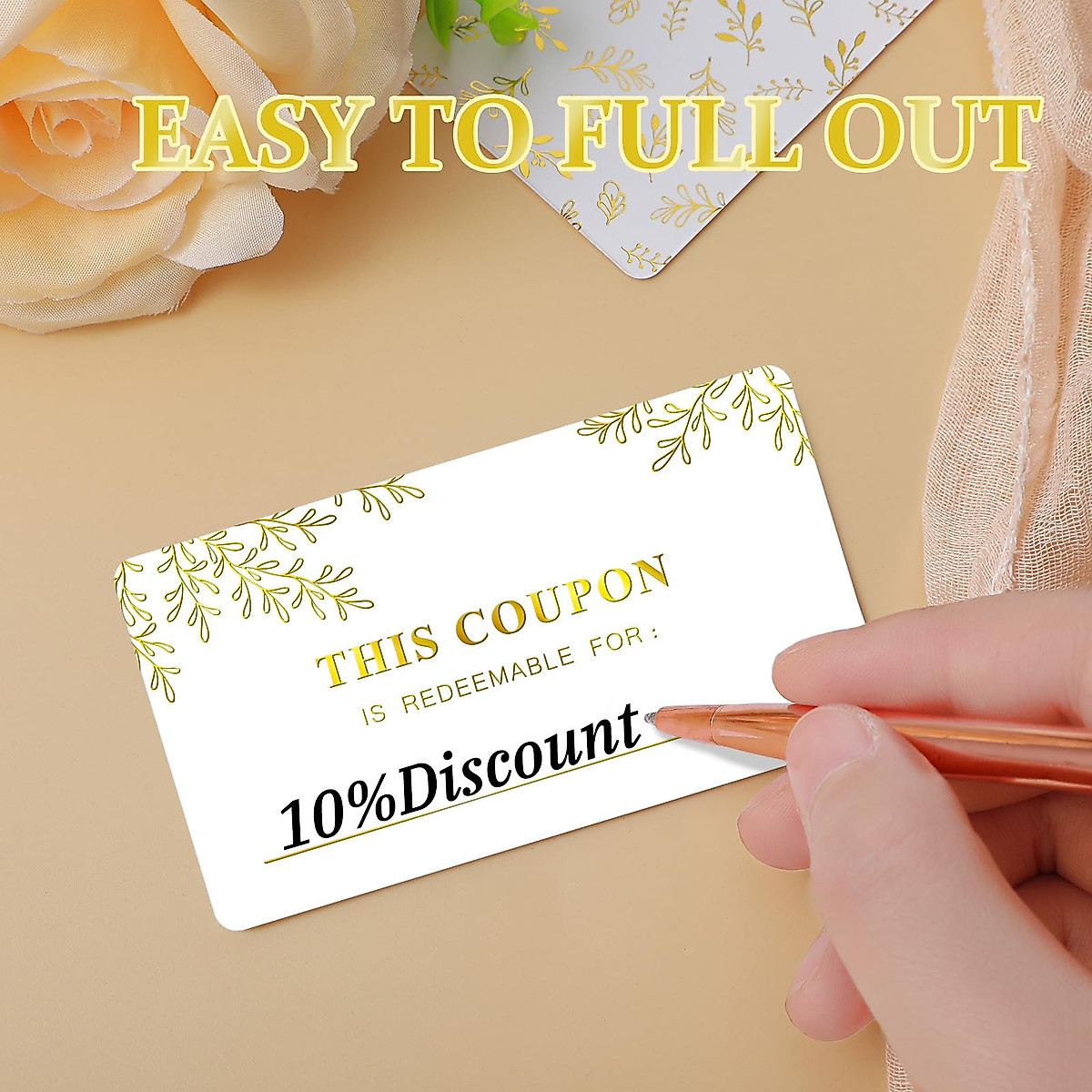 Kosiz 200 Pcs Blank Coupon Cards Gift Certificates for Small Business, 3.5 x 2 DIY Redeem Voucher Cards Services Coupon for Birthday Spas Hair Salons Restaurants