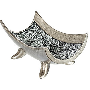Creative Scents Schonwerk Centerpiece Bowl- Crackled Mosaic Design- Functional Table Decorations- Centerpieces for Dining/Living Room - Best Wedding/Birthday (Silver)