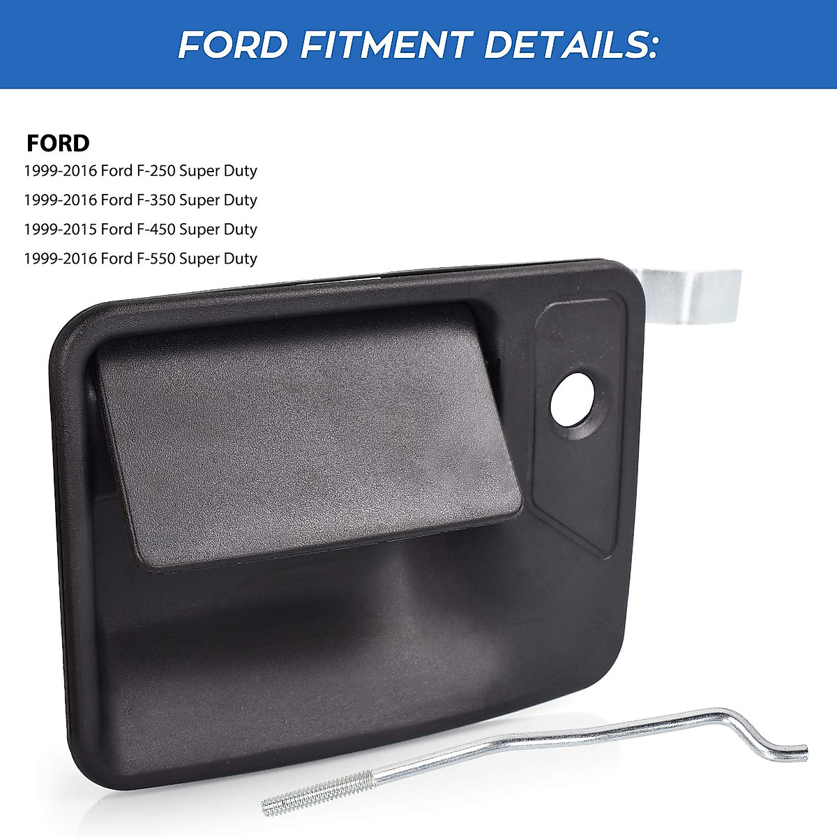 FAERSI Exterior Outside Door Handle Front Left Driver Side Replacements for 1999-2016 Ford F-250 F-350 F-450 F-550 Super Duty | 2000-2005 Ford Excursion | 00-15 Ford F650 | 00-13 Ford F750, 79306